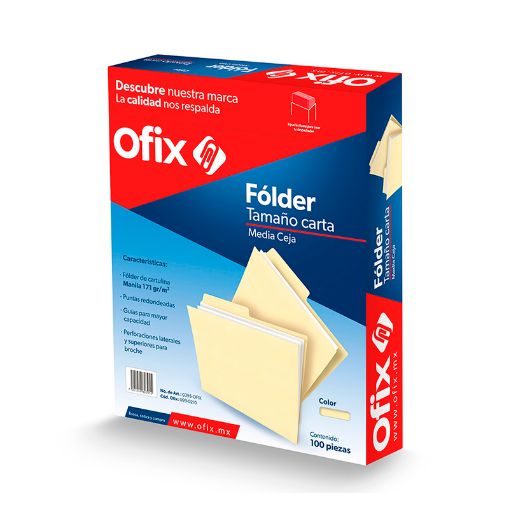 Club de Oficinas. FOLDER CARTA CREMA OFIX CON 100PZAS